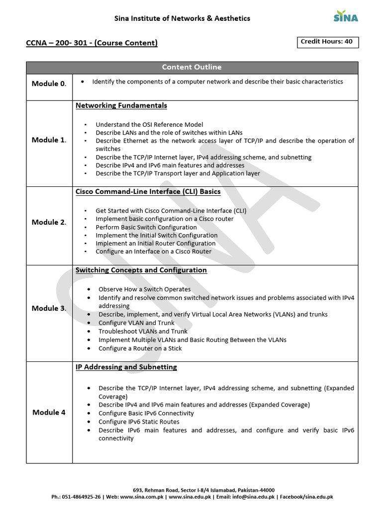 CCNA - 200-301 Course Contents | PDF | Computer Network | I Pv6
