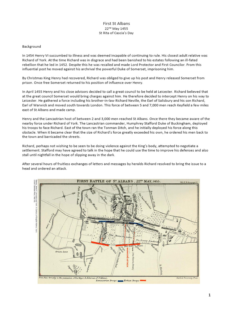 1 the Battle of First St Albans | PDF | English Families | Kingdom Of ...