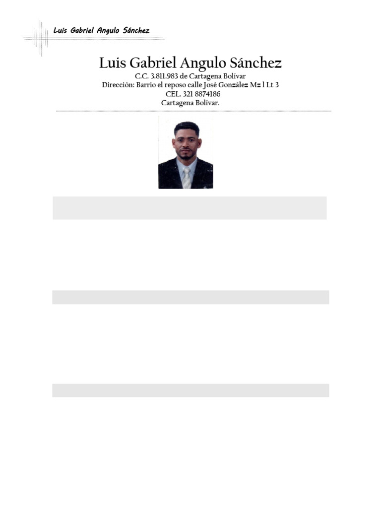 Hoja de Vida Luis Gabriel Angulo | PDF