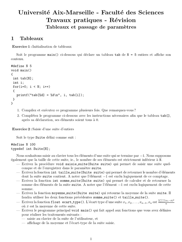 Révision C : Tableaux et Fonctions | PDF | Génie logiciel ...