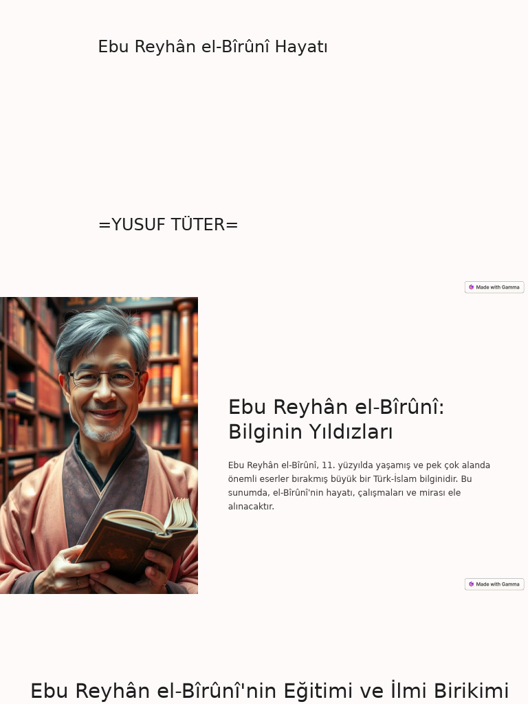 Ebu Reyhân el-Bîrûnî Hayatı sunum | PDF