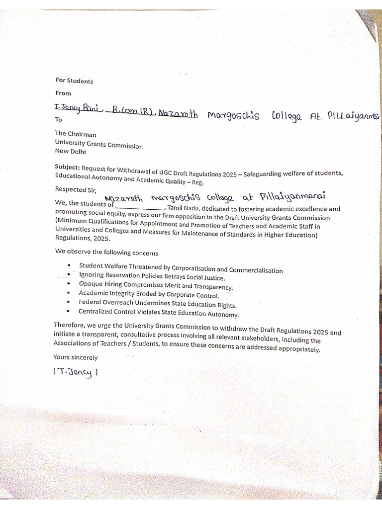 Student Opposition to UGC Draft Regulations | PDF