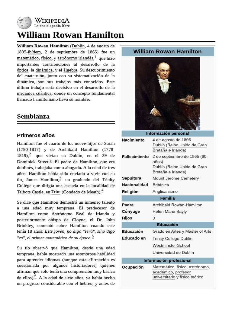 William Rowan Hamilton | PDF | Matemáticas | Física