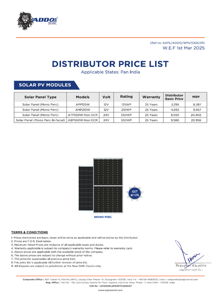 ADDO Solar Panel PL - March 2025 | PDF