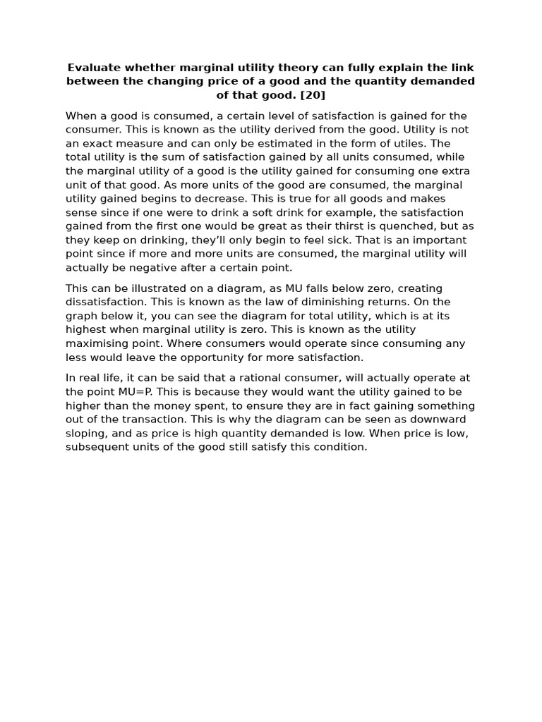 Marginal Utility | PDF | Utility | Demand