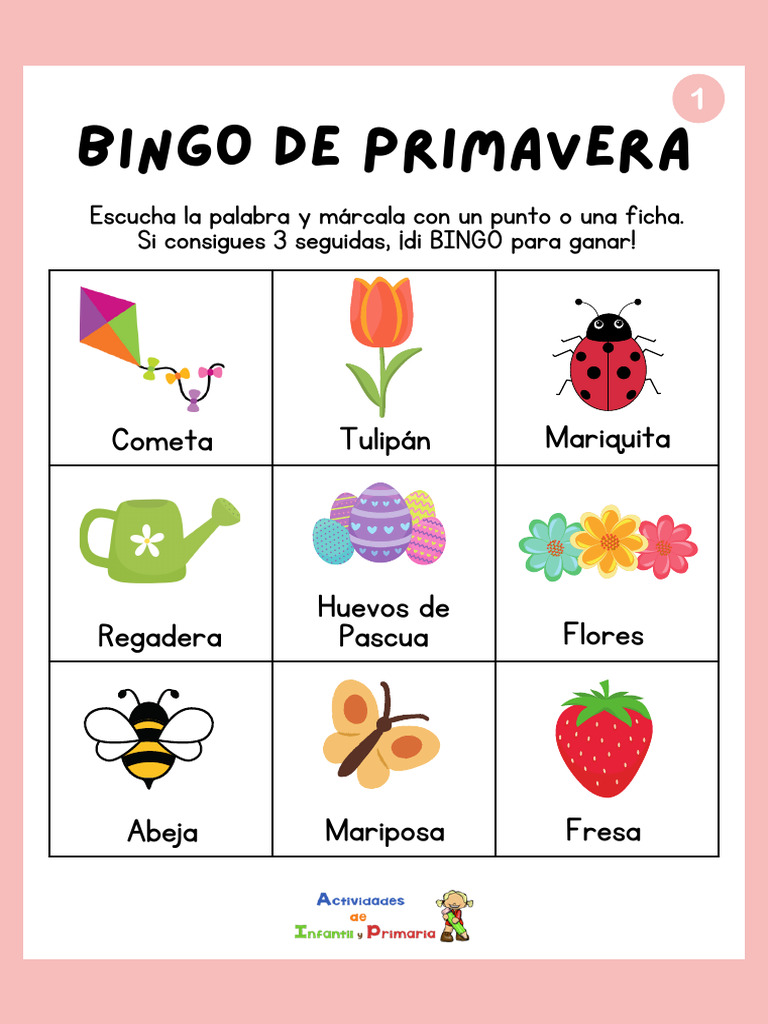 Bingo Vocabulario de Primavera | PDF