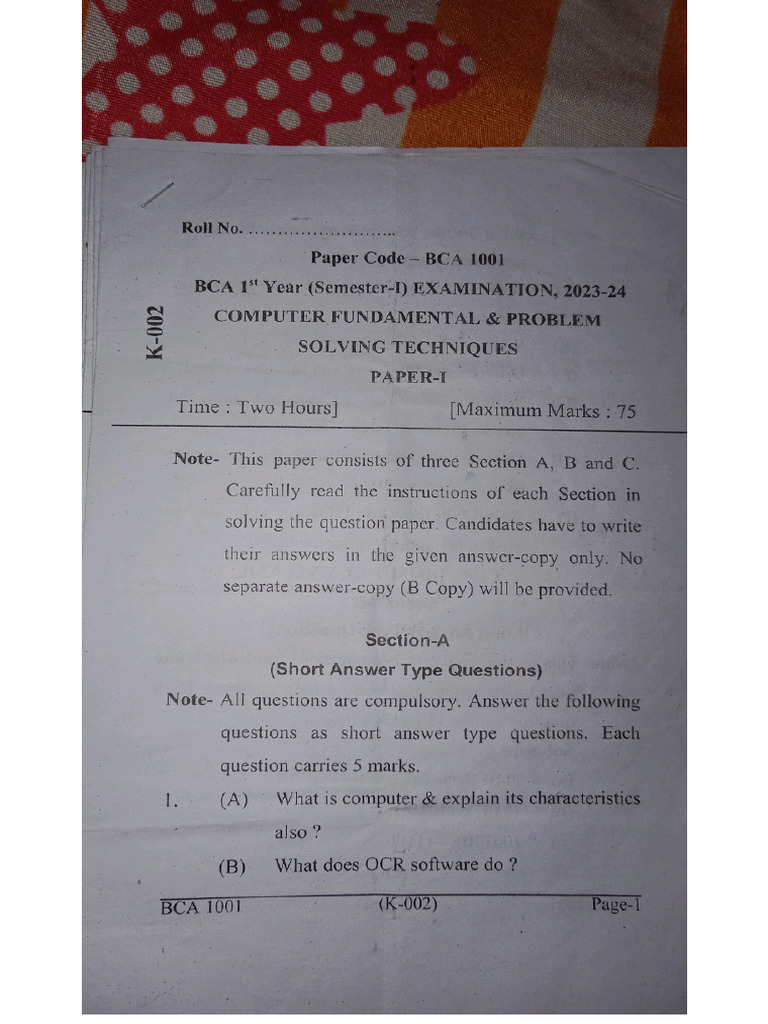 1 Year Exam Paper | PDF