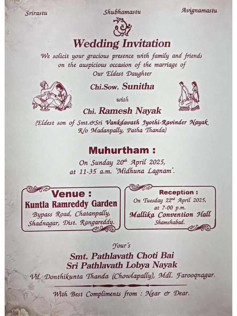 Pathlavath's Wedding Invitation | PDF