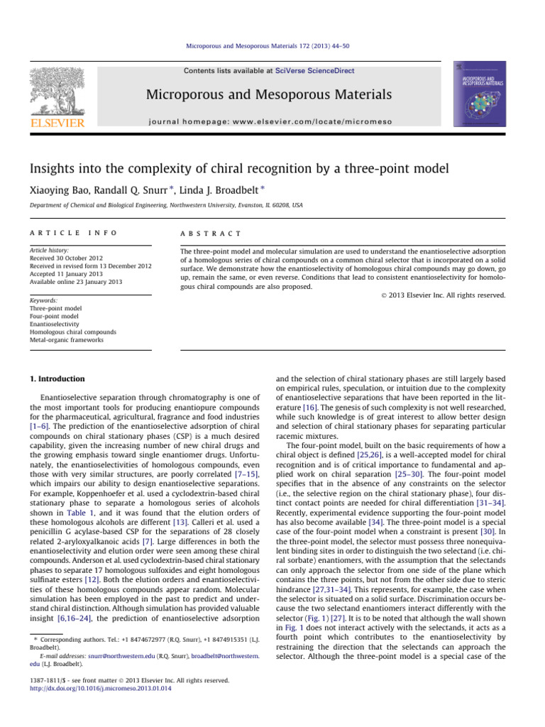 Insights Into The Complexity of Chiral Recognition by A Three-Point ...