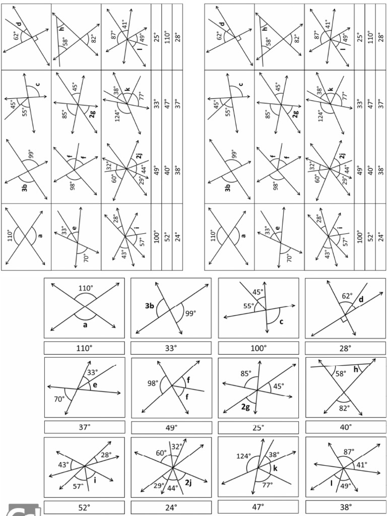 Angles Vertically Opposite Card Match Small | PDF