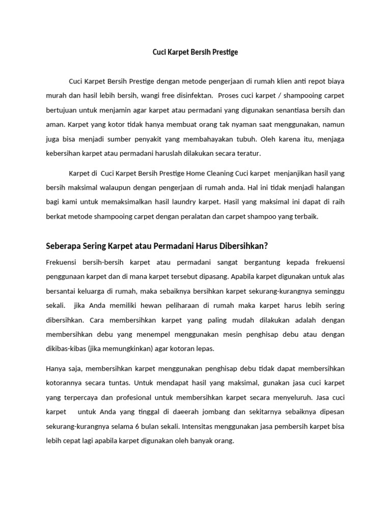 Artikel Cuci Karpet Bersih Prestige | PDF
