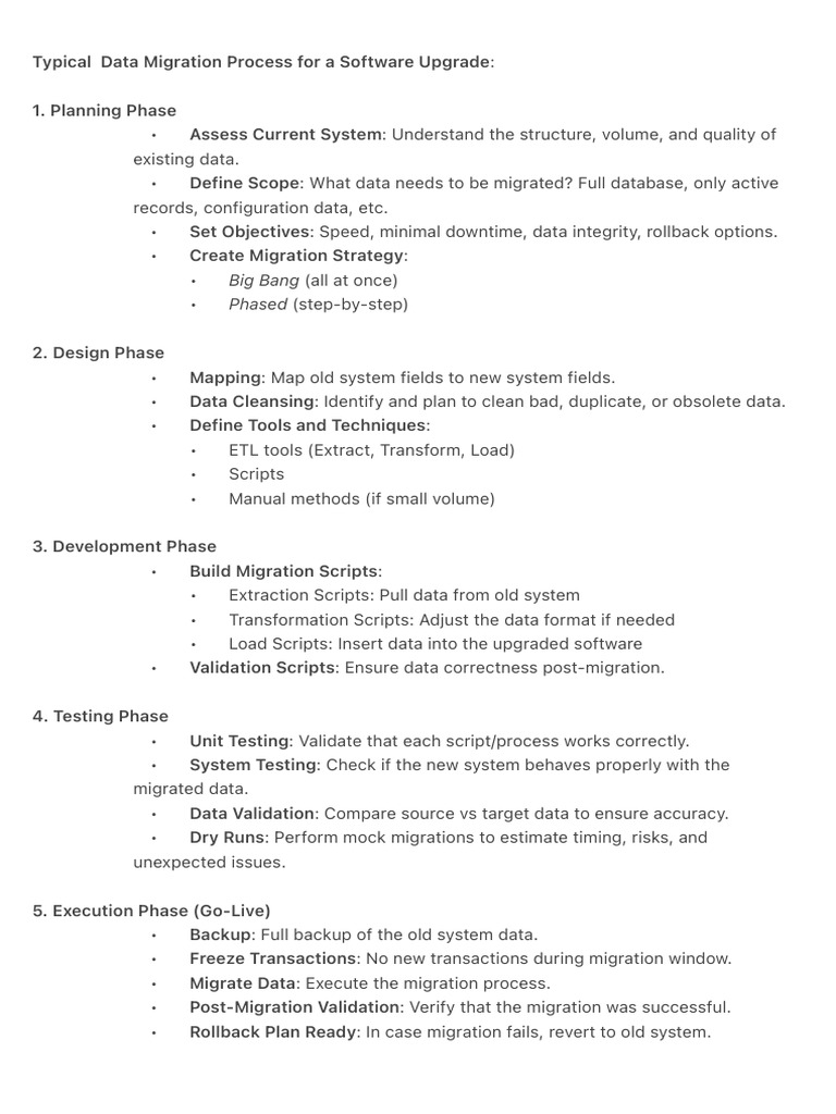 Typical Data Migration Process for a Software Upgradation | PDF | Information Technology | Computing