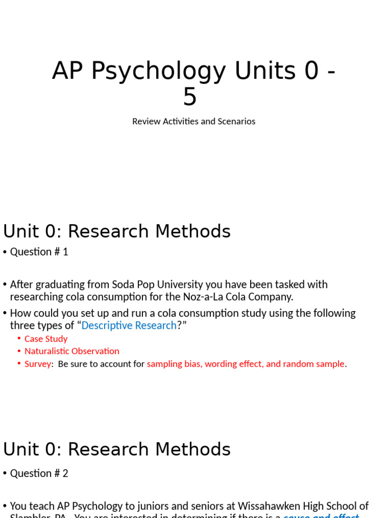 Units 0 - 5 AP Test Review | PDF | Nervous System | Mental Disorder