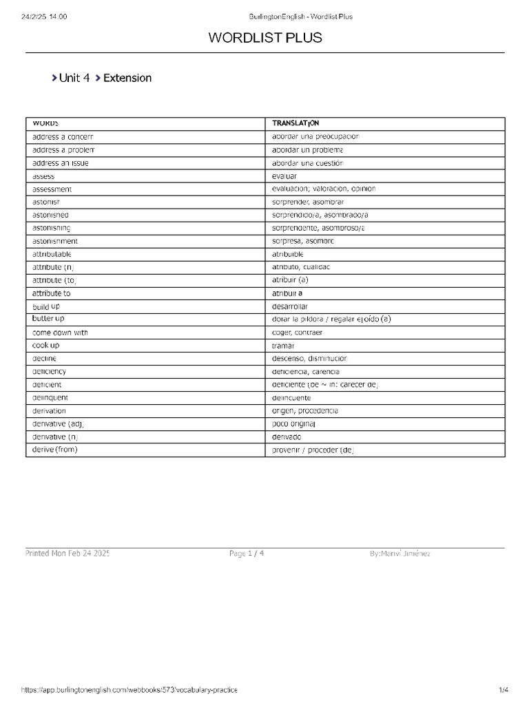 3 - Unit 4 Vocabulary Extension | PDF