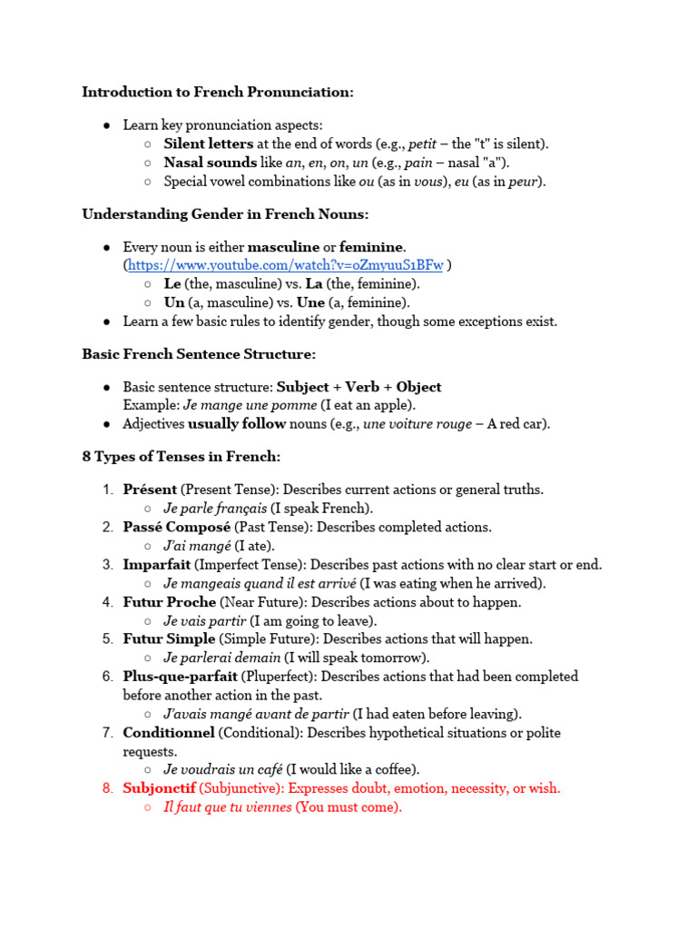 French Pronunciation and Grammar Guide | PDF | French Language ...