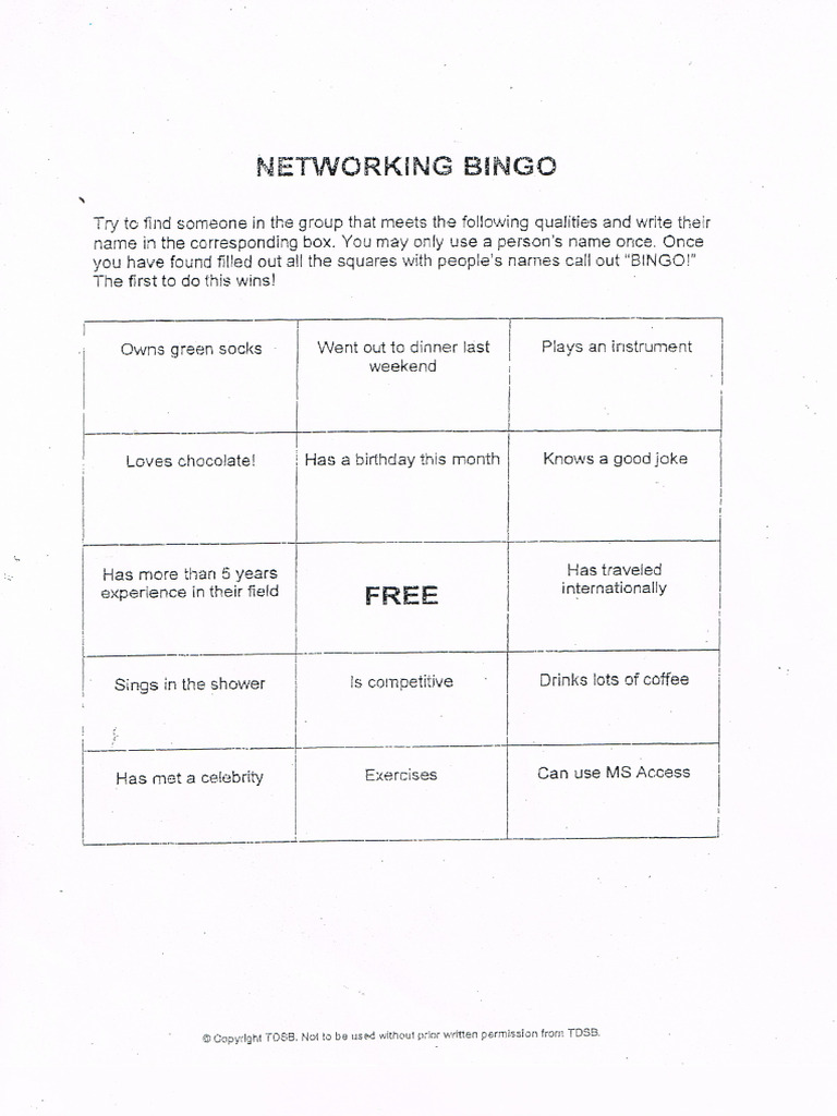 Networking Bingo | PDF