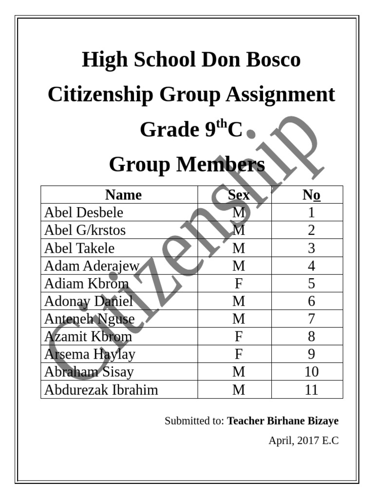 Citizenship Second Semester Assignment | PDF | Multiculturalism | Minority Group