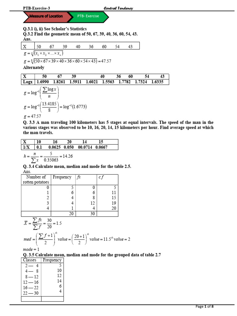FSc.1 - LN - 22 - Chapter#3 (Average) - PTB-solved Exercise | PDF ...