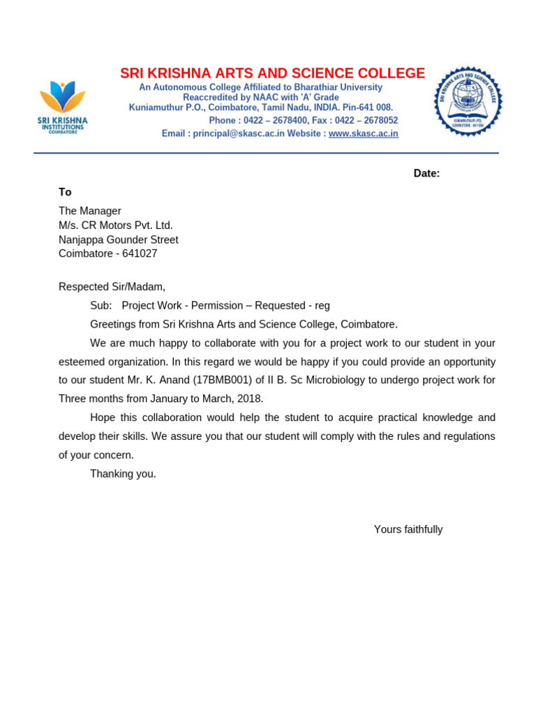 Project Letter Head For 1 Student | PDF