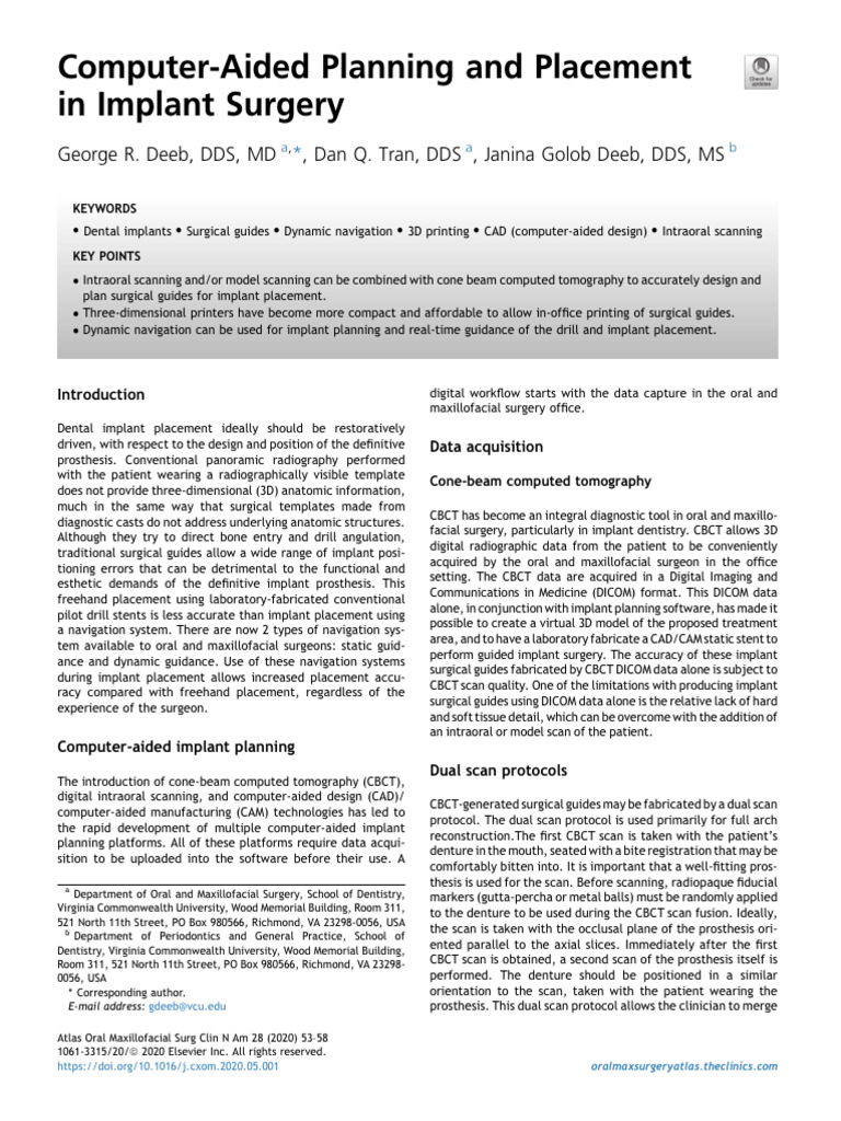Computer Aided Planning and Placement - 2020 - Atlas of The Oral and Maxillofaci | PDF | Dental ...