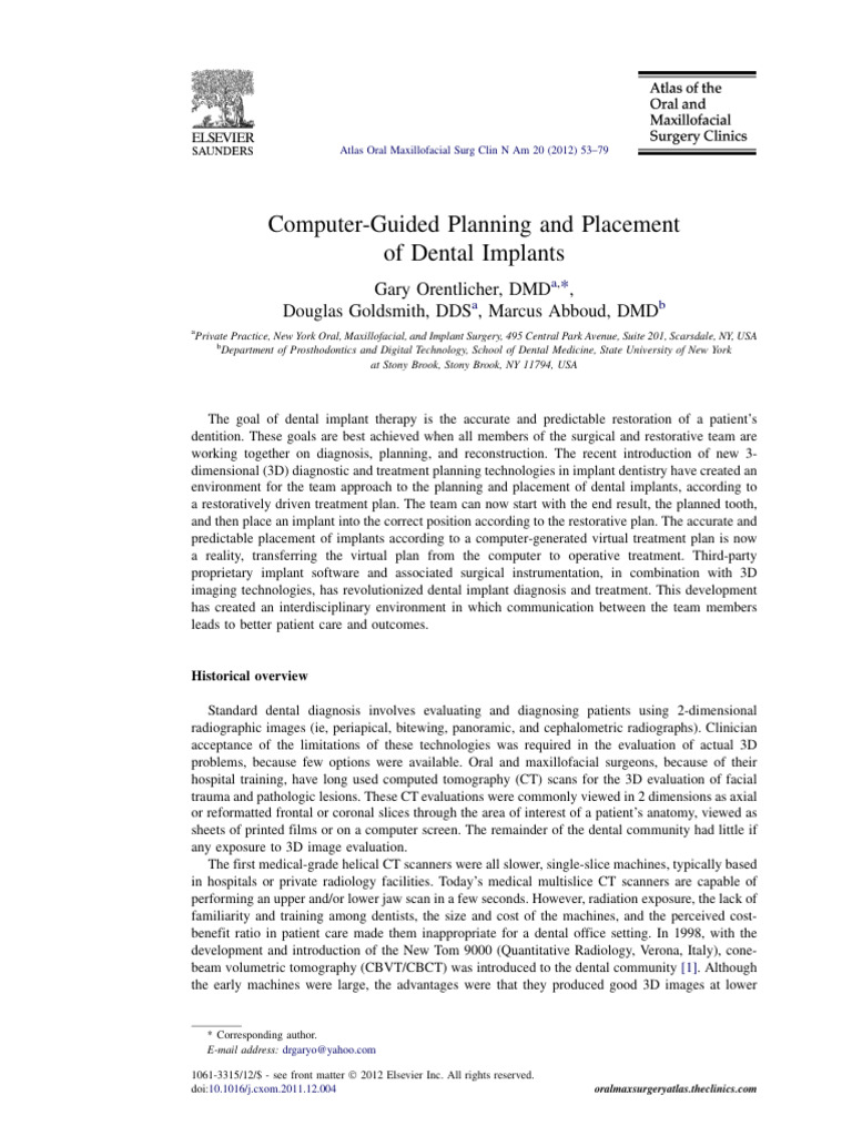 Computer Guided Planning and Placemen - 2012 - Atlas of The Oral and ...