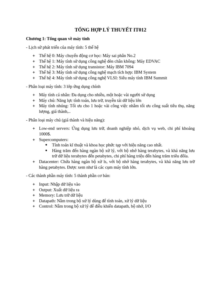 TỔNG HỢP LÝ THUYẾT IT012 | PDF