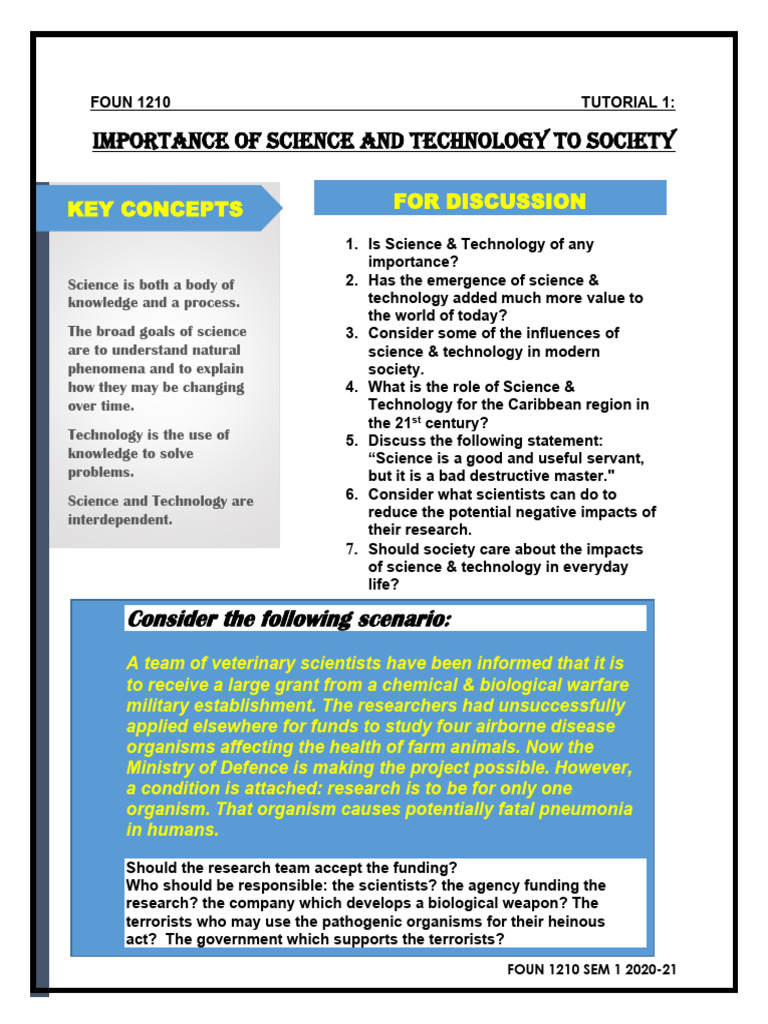 Foun 1210 Sem I 2020-21 Tutorial Sheet 1 | PDF | Science