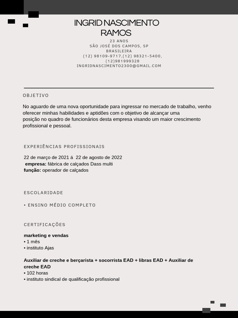 Currículo Ingrid | PDF