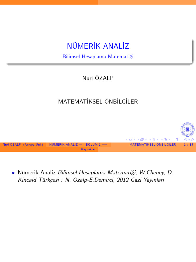 1. Matematiksel Önbilgiler | PDF