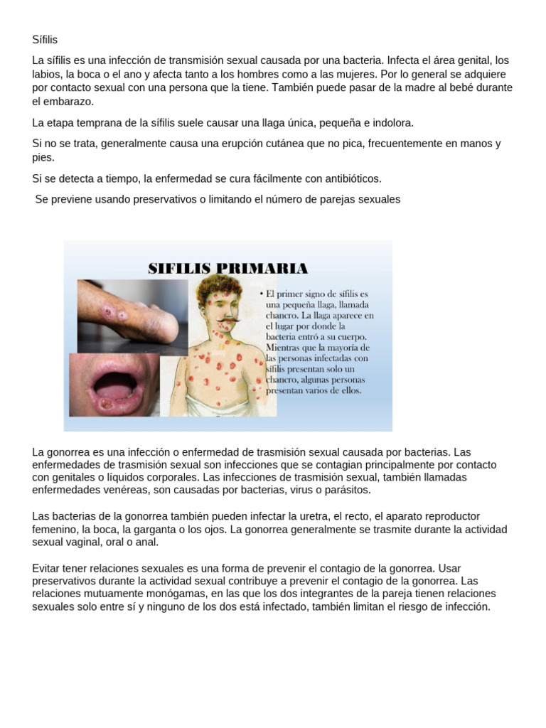 Sífilis | PDF | Infección transmitida sexualmente | Ciencias de la Salud