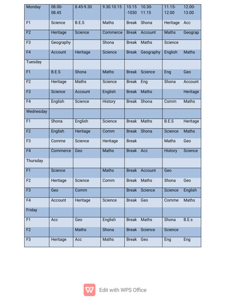 Second Draft Timetable | PDF