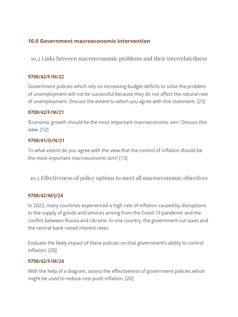 10.0 Government Macroeconomic Intervention | PDF