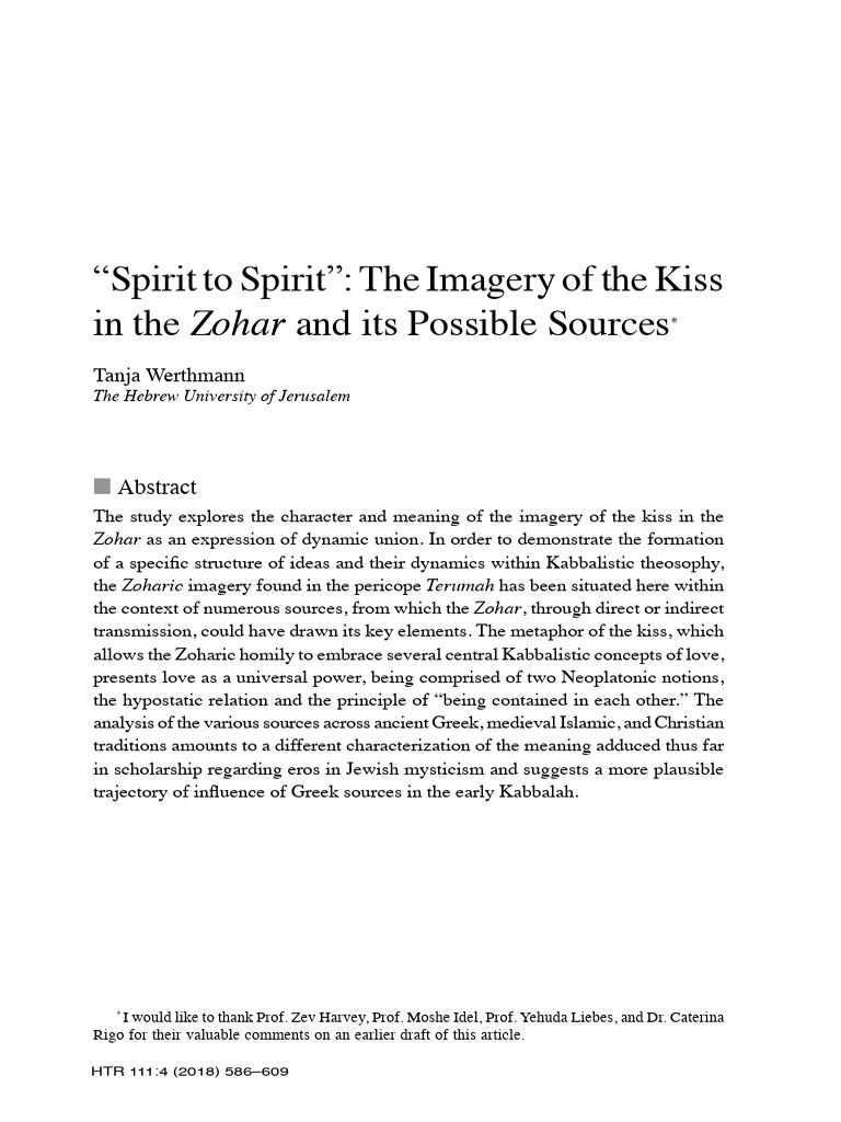 Spirit To Spirit The Imagery of The KisS | PDF | Kabbalah | Zohar