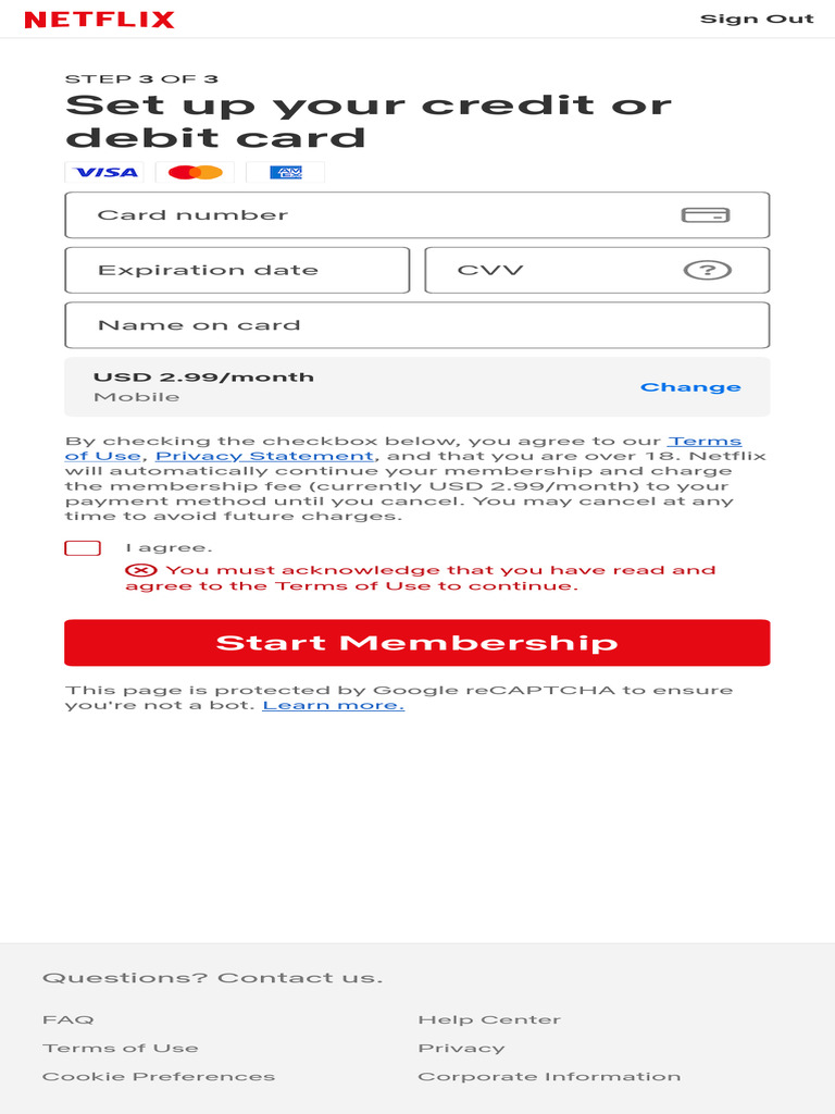 Netflix Payment Setup and Terms | PDF