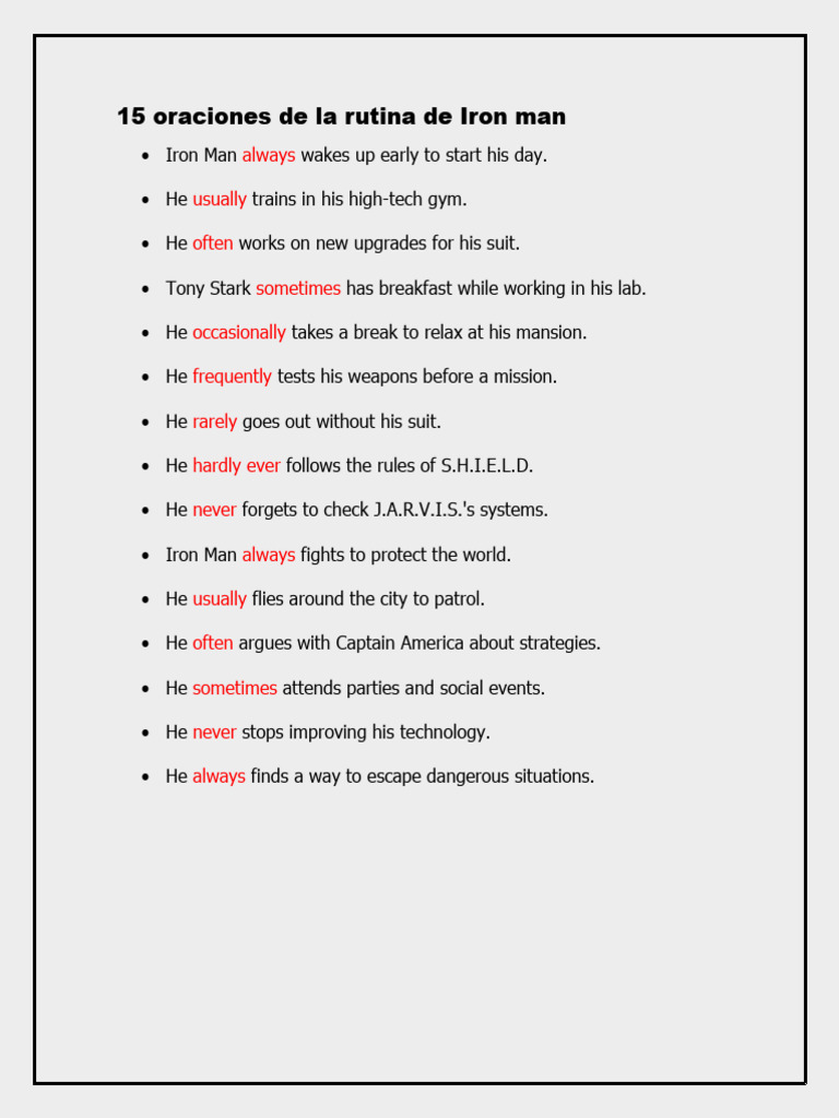 Iron Man's Daily Routine Explained | PDF