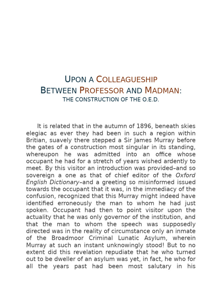 Upon The Construction of The OED. | PDF | Lexicography