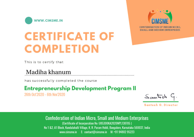 Certificate of Completion - EDP II - Madiha Khanum | PDF