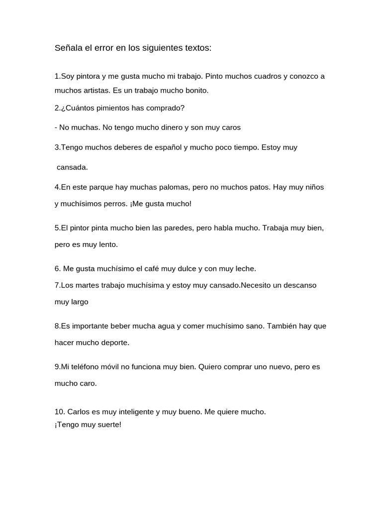 Repaso Muy, Mucho,Gran, Grande | PDF