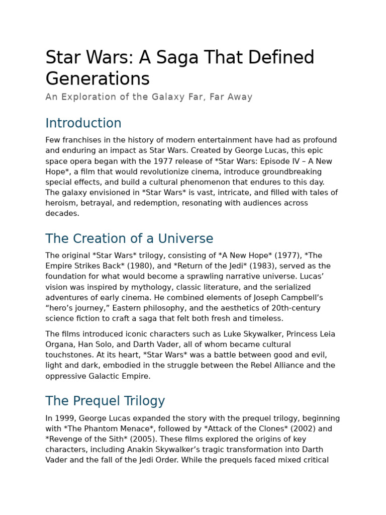 Star Wars - A Saga That Defined Generations | PDF | Star Wars | Jedi