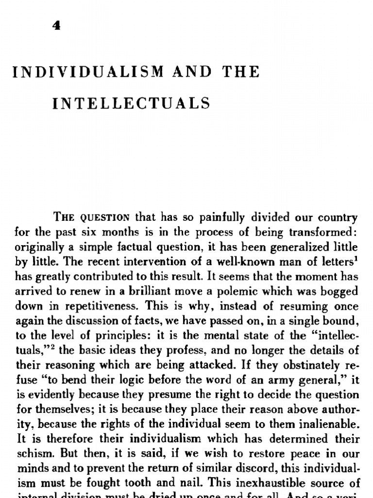 Durkheim, Individualism and The Intellectuals | PDF | Individualism ...