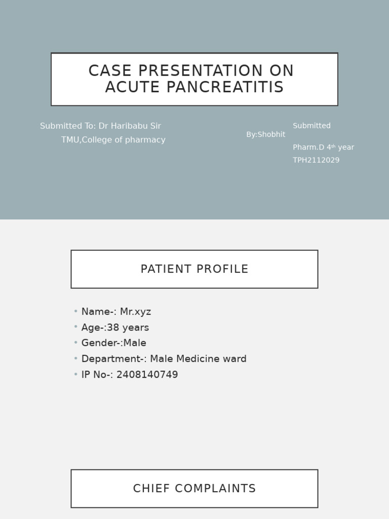 Acute Pancreatitis Case Presentation | PDF | Nausea | Health Sciences