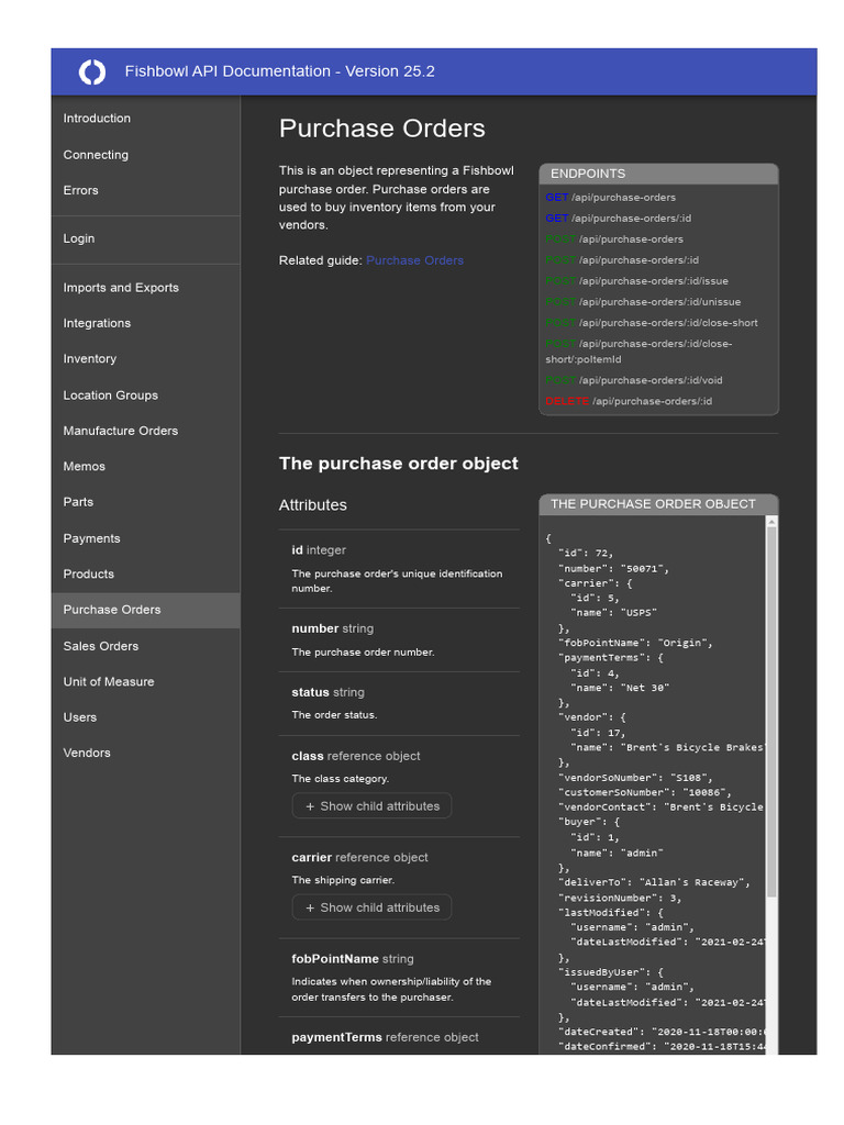 Fishbowl Amptechfl Com - 2456 Apidocs Purchase Orders... | PDF | United ...