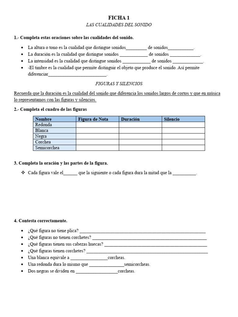 Fichas 5to y 6to Primaria | PDF | Composiciones Musicales | Teoría musical