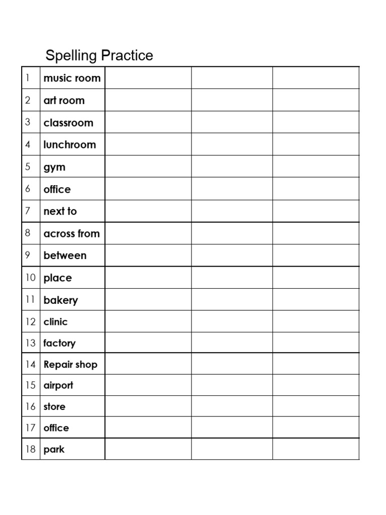 Spelling Practice | PDF