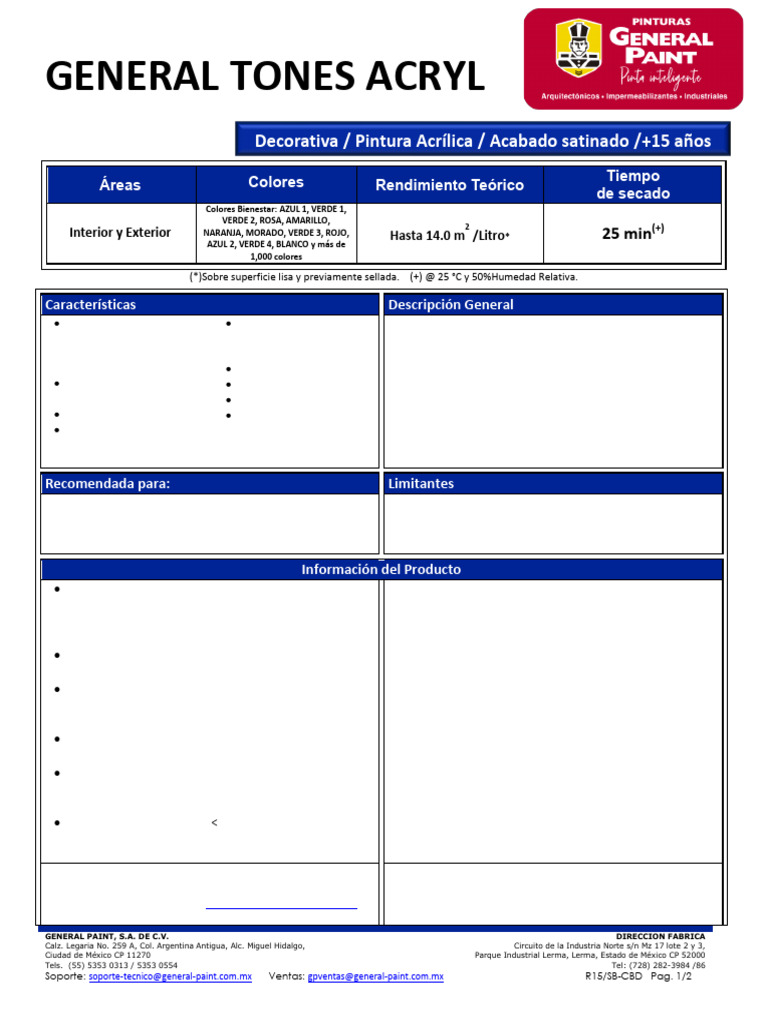 General Tones Acryl Act 2024 | PDF | Pintar | Materiales