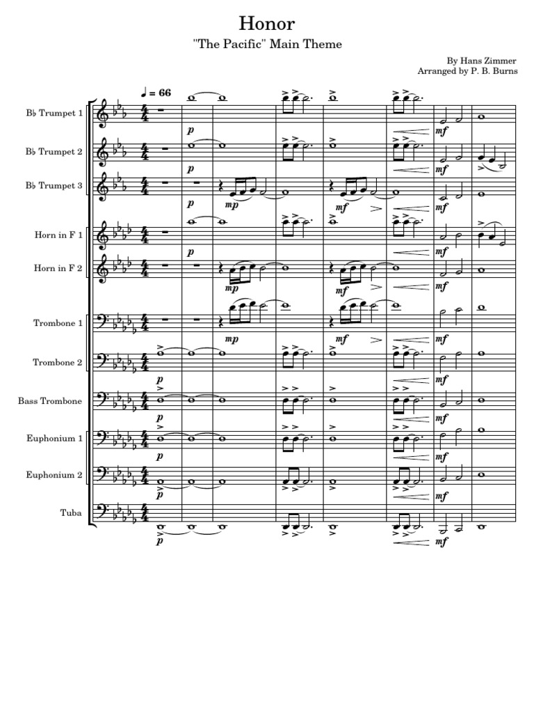 Honor The Pacific Hans Zimmer | PDF | Music Technology | Brass Instruments