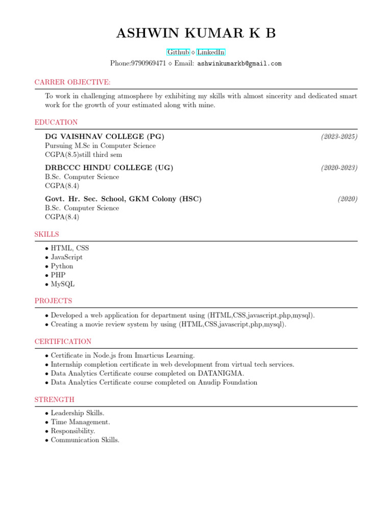 Ashwin Resume | PDF