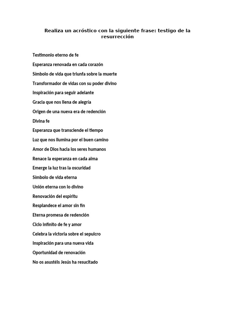 Realiza Un Acróstico Con La Siguiente Fras1 | PDF