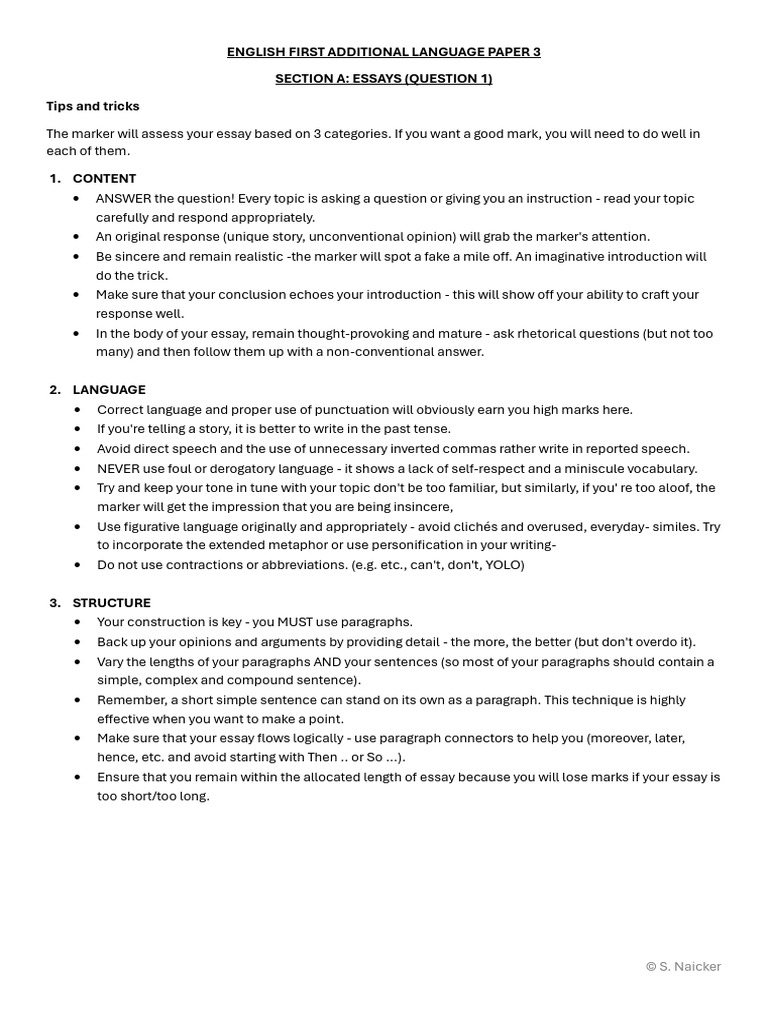 Paper 3 Writing Tips | PDF | Essays | Linguistics