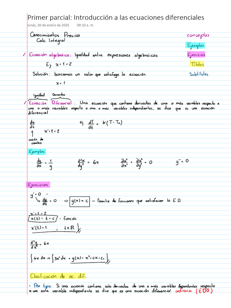 Primer Parcial Introducción a Las Ecuaciones Diferenciales | PDF